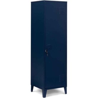 IDMarket Armoire vestiaire ESTER porte m&eacute;tal bleu fonc&eacute; design industriel