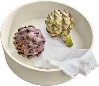 Loberon Schale Islene - Schlichtes Design - Authentische Steinoptik - Hoher Rand - Zeitlose Form - Dekoration - Wohnaccessoire - Polyresin, antikcreme