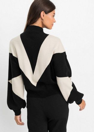 Bonprix Strickpullover im grafischen Intarsien-Strick mit Viskoseanteil