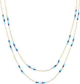 Singularu Halskette Long Crystal Sea. Edelstahl mit 18K vergoldung und Kristalle. Schmuck für Damen