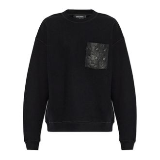 Dsquared2 Homme, Sweatshirts et sweats &agrave; capuche, Noir, Taille: M SweaT-shirt &agrave; poche