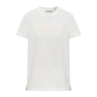 Moncler Embroidered Logo T-Shirt - - Tops - Damen - Wei&szlig; - XL