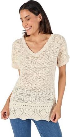 Damart Pull en Maille Pointelle Femme Marron Taille 38/40