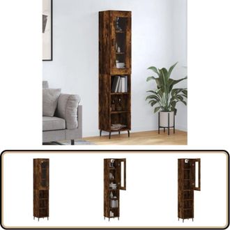 vidaXL Highboard Räuchereiche 34,5x34x180 cm Holzwerkstoff - Hochschrank - Wohnraumschmuck - Sideboard - Etageren - Aufbewahrung