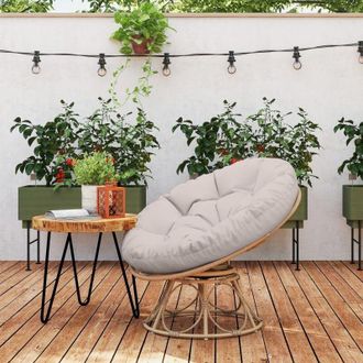 STILVORA Fauteuil Papasan Pivotant 360&deg; avec Coussin Confort, Assise Ronde, Structure Acier, en Rotin Gris Clair