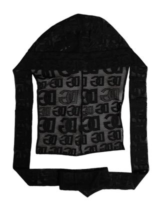 Dolce & Gabbana Womens Black Logo Mesh Whole Head Wrap Hat Cotton Nylon Elastane
