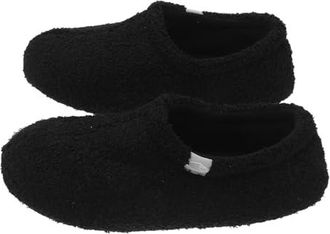 Hemobllo Pantoufles Femme en Mousse &agrave; M&eacute;moire de Forme Doublure en Polaire Duveteuse Noire Talon Envelopp&eacute; pour Maintien Taille 38-39 Pantoufles DInt&eacute;rieur Con