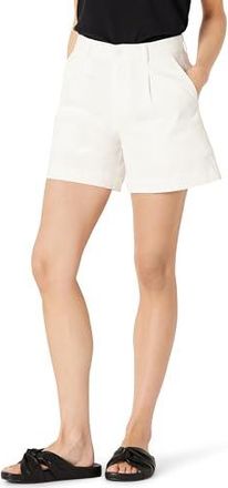 Amazon Essentials Short Taille Haute et décontractée pour Femme, avec élastique dans Le Dos, Blanc, Taille 48