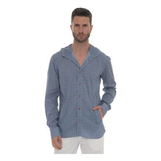 Kiton Homme, Vestes, Bleu, Taille: 2XL Sweat &agrave; Capuche Ray&eacute; avec Boutons Logo