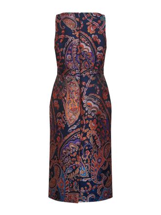 Etro Womens Blue Floral Paisley Jacquard Midi Dress Polyester