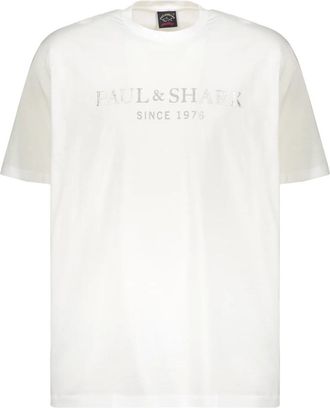 Paul & Shark Homme, Tops, Blanc, Taille: 3XL T-shirt &agrave; Manches Courtes