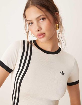 adidas Originals T-shirt de ballerine en maille fine - Crème-Blanc