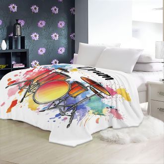 Generic Bedruckte Decke Aquarell-Spritzelemente Schlagzeug Weihnachten Geschenke Wohndecke Farbe Winter Weich Wohndecke Kuscheldecke Schlafdecke Pelzdecke Pri