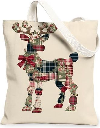 Generic Sacs fourre-tout en toile motif animal festif r&eacute;utilisable, rustique, l&eacute;ger, lavable, beige, 13x15 Inch
