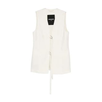 Patrizia Pepe Femme, Vestes, Blanc, Taille: 40 FR Gilet avec liens d&eacute;coratifs