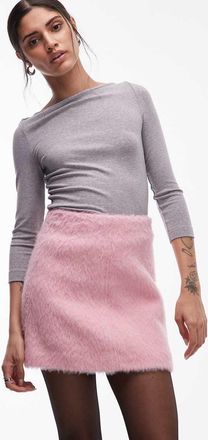 Arket Mini-jupe en laine duveteuse - Rose