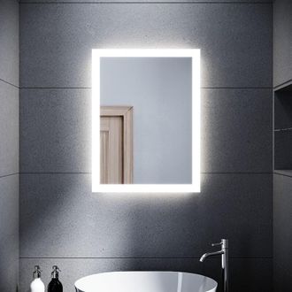 Sonni Badspiegel led Beleuchtung Badezimmerspiegel mit led Wandspiegel,50x60cm,Wandschalter,Kaltweiß - Sonni