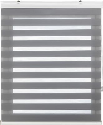 Blindecor Vela | Rollo nacht und tag premium mit galerie | Silbergrau, doppelrollo 160 x 180 cm (BxH) | Stoffgr&ouml;&szlig;e 157 x 175 cm | Elegantes Tag und Nacht rollo