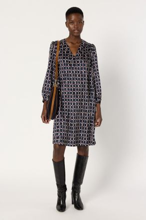 Gerard Darel Robe courte satin&eacute;e &agrave; carr&eacute;s - LIZA - Encre