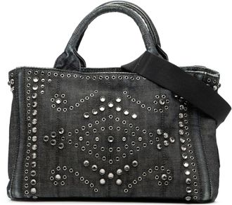 Prada Hobo Bags - Small Denim Canapa Bijoux and Grommet Satchel - Gr. unisize - in Blau - f&uuml;r Damen