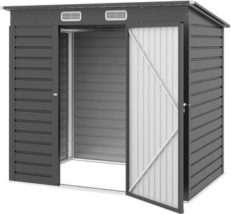 OUTSUNNY Abri de jardin cabanon dim. 191L x 130l x 166H cm porte verrouillable ventilations tôle acier ondulé gris