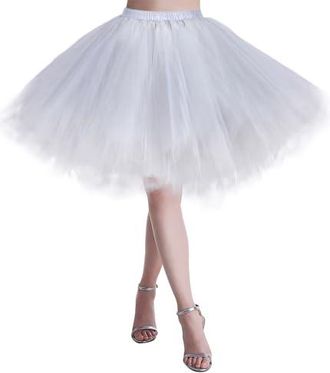 Generic Jupe Pliss&eacute;e Femme Tulle- Jupe Tutu Taille Elastique-Mini Jupe Sexy Femme Couleur Unie pour F&ecirc;te Danse et Ballet Adulte Jupes Multi-Layer Bouffante Co