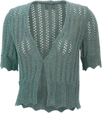 Kaos Kaos, Femme, Pulls, Vert, Taille: 42 FR Gilet ajour&eacute; en maille