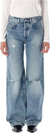 Anine Bing Femme, Jeans, Bleu, Taille: W28 Hugh Distressed Wide-Leg Jeans