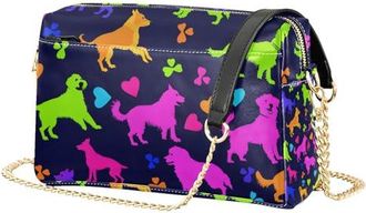 Mnsruu Sacs à bandoulière pour femme, sacs à main multicolores en cuir avec motif de pattes de chiens et de coeurs