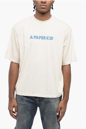 A Paper Kid Cotton Crew-neck T-shirt witth Logo-print size Xs