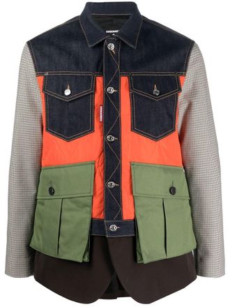 Dsquared2 veste en jean &agrave; design patchwork - Bleu