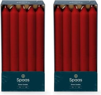 Spaas 10 Haushaltskerzen 21/240 mm, &plusmn; 8 Stunden - rot (Packung mit 2)