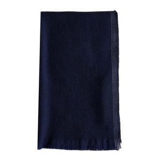 Brunello Cucinelli Homme, Accessoires, Bleu, Taille: ONE Size Écharpe en Laine Bleu Marine à Franges