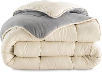 IDMarket Couette 220x240 CM Zoe Polaire biface Gris et crème 400 GR
