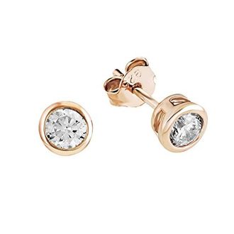 s.Oliver Boucles doreilles en argent 925 Sterling pour femmes, avec zirconium synthétisé, 0,6 cm, couleur rose, Livré dans une boîte cadeau de bijoux