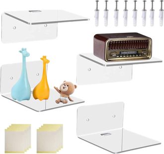 Generic Schweberegale aus Acryl, multifunktional, dekorativ, 10,2 cm, selbstklebender Wand-Organizer | f&uuml;r Wohnzimmer, Badezimmer, Schlafzimmer, Album, Aufbew