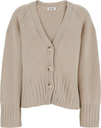 Soft Goat Femme, Pulls, Beige, Taille: 38 FR Cardigan avec Col en V et Bords Côtelés