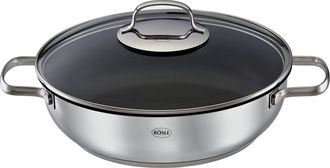 Rösle ELEGANCE Servierpfanne, Hochwertige Universalpfanne mit Antihaftversieglung ProPlex, 28 x 28 x 20 cm, Edelstahl 18/10, induktionsgeeignet, spülmaschin