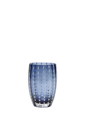 Zafferano Perle Glasbecher - Handgemachtes Buntglas, cl 32 h 109mm d 71mm - Set 6 St&uuml;ck - (Blaugrau)
