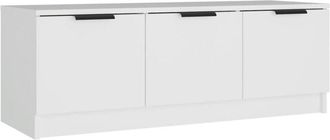 vidaXL Vidaxl - Meuble TV blanc 102x35x36,5 cm - Bois ding&eacute;nierie - R&eacute;sistant &agrave; lhumidit&eacute; - Compartiments pour appareils multim&eacute;dias