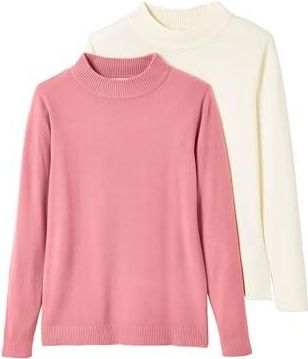 Damart Lot de 2 Pulls Toucher Doux col Montant Femme Multicolore Taille 42/44