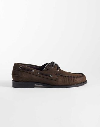 Asos Bootsschuhe zum Schn&uuml;ren in Braun mit Raffung