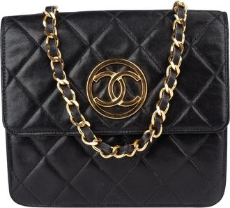 Chanel Crossbody Bags - Chanel Quilted Lambskin 24K Gold Single Flap Cross - Gr. unisize - in Schwarz - f&uuml;r Damen