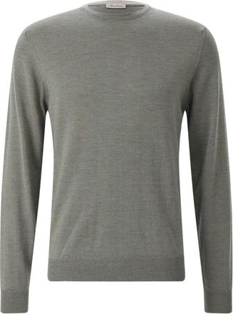 Stenstr&ouml;ms Homme, Pulls, Vert, Taille: M Pull ras du cou en m&eacute;rinos avec empi&egrave;cements aux coudes