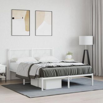 vidaXL Cadre de lit m&eacute;tal avec t&ecirc;te de lit blanc 140x190 cm