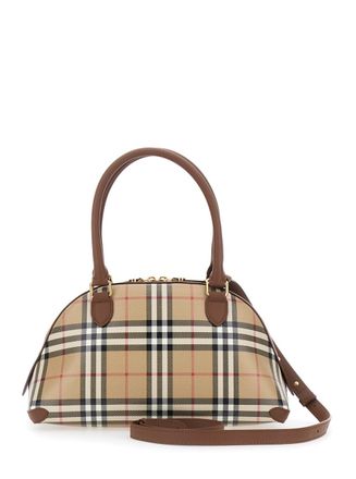 Burberry Womens Handbag Primrose Beige Check Canvas Cotton Handbags Hand Bags