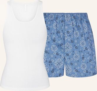 SKIMS Skims Shorty-Schlafanzug Cotton Poplin blau