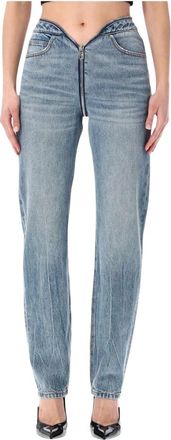 Alexander Wang Femme, Jeans, Bleu, Taille: W28 Dipped V Zip Waistband Straight Leg Jean