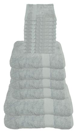 Julie Julsen 16 TLG Handtuchset 2 Badet&uuml;cher 4 Handt&uuml;cher 10 Waschhandschuhe Reine Baumwolle &uuml;ber 30 Farben Silber