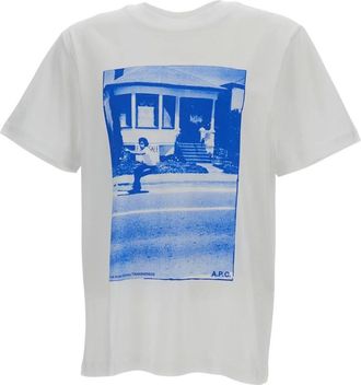 A.P.C. A.p.c., Homme, Tops, Blanc, Taille: L T-shirt &agrave; imprim&eacute; graphique